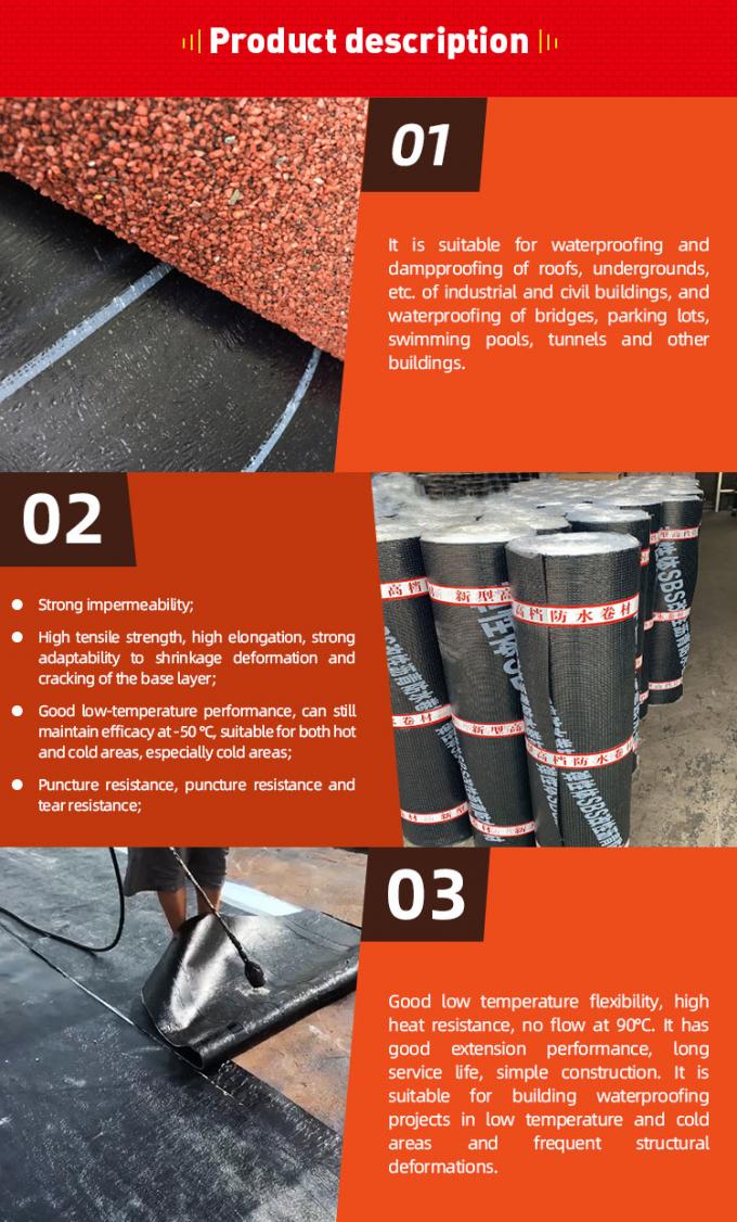3mm 4mm SBS / APP Modified Bitumen Waterproof Sheet Membrane